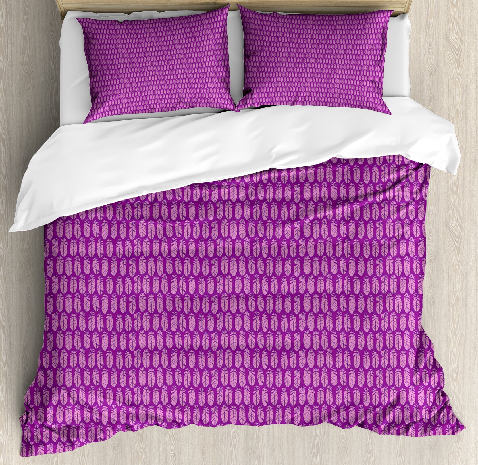 Purple Duvet Cover Set, Monochromatic Repetitive Composition of ...