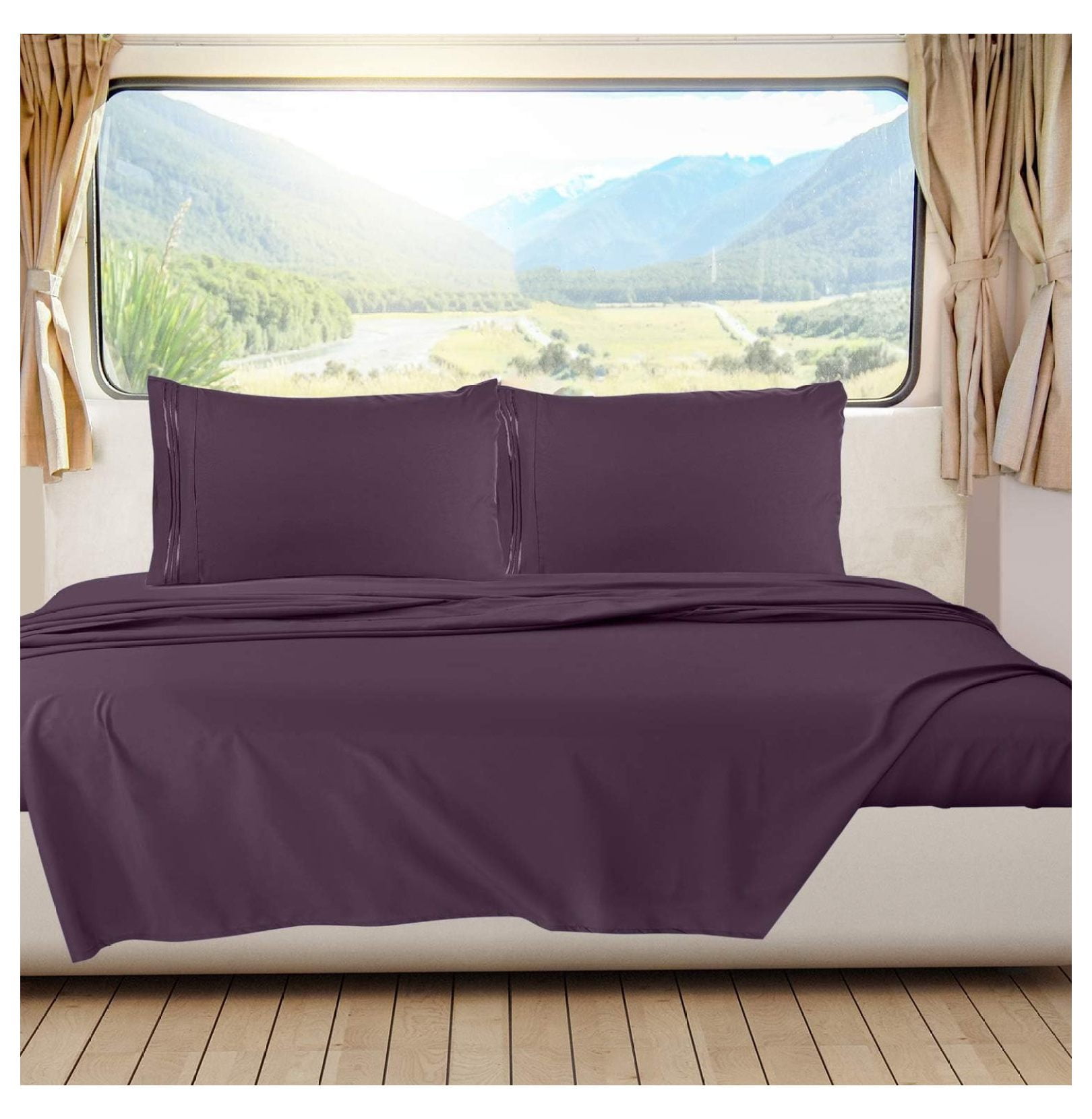 Purple Eggplant RV Queen Sheets – Super Soft RV Short Queen Sheets for ...