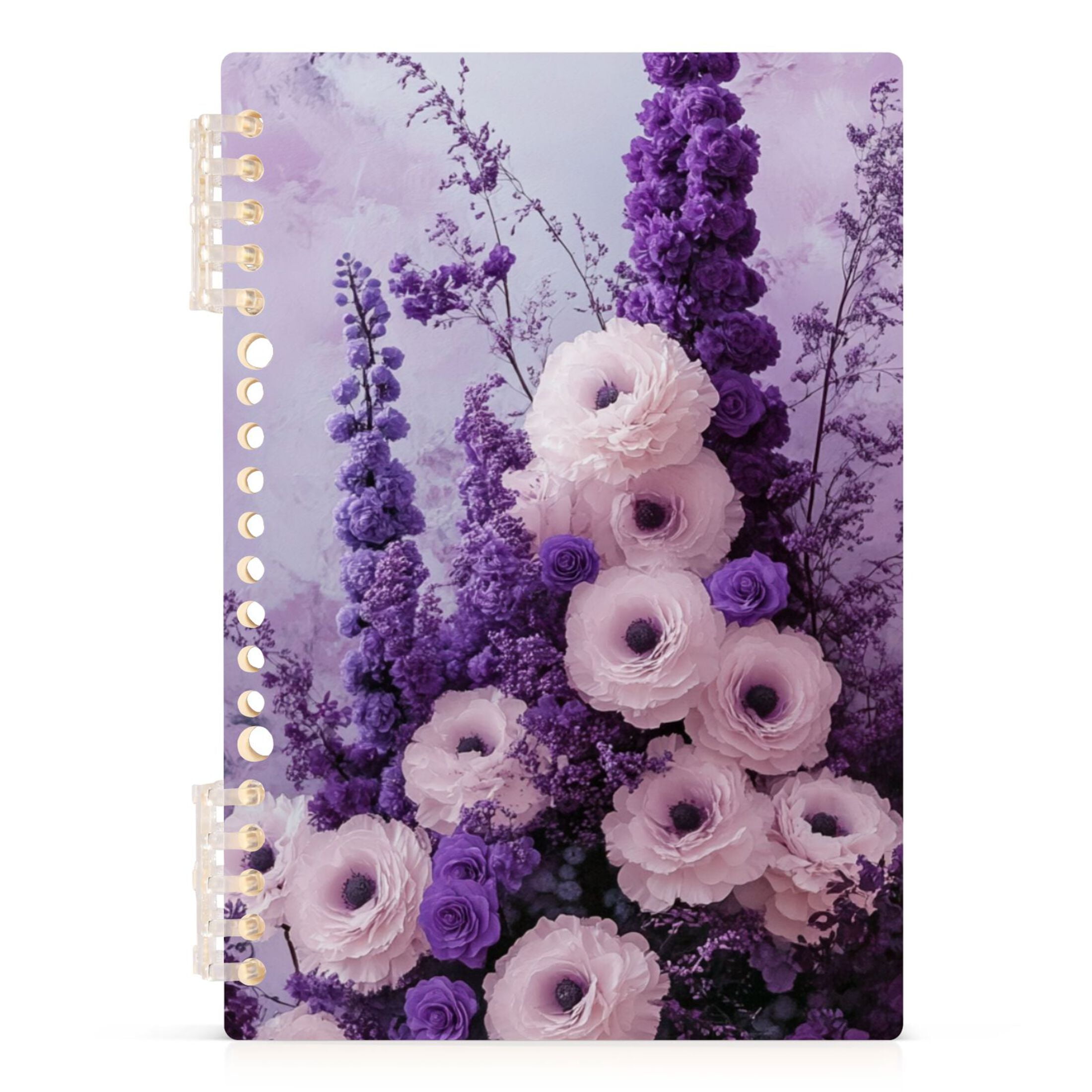Purple Elegant Flowers Lined Spiral Journal Notebook 60 Pages A5 ...