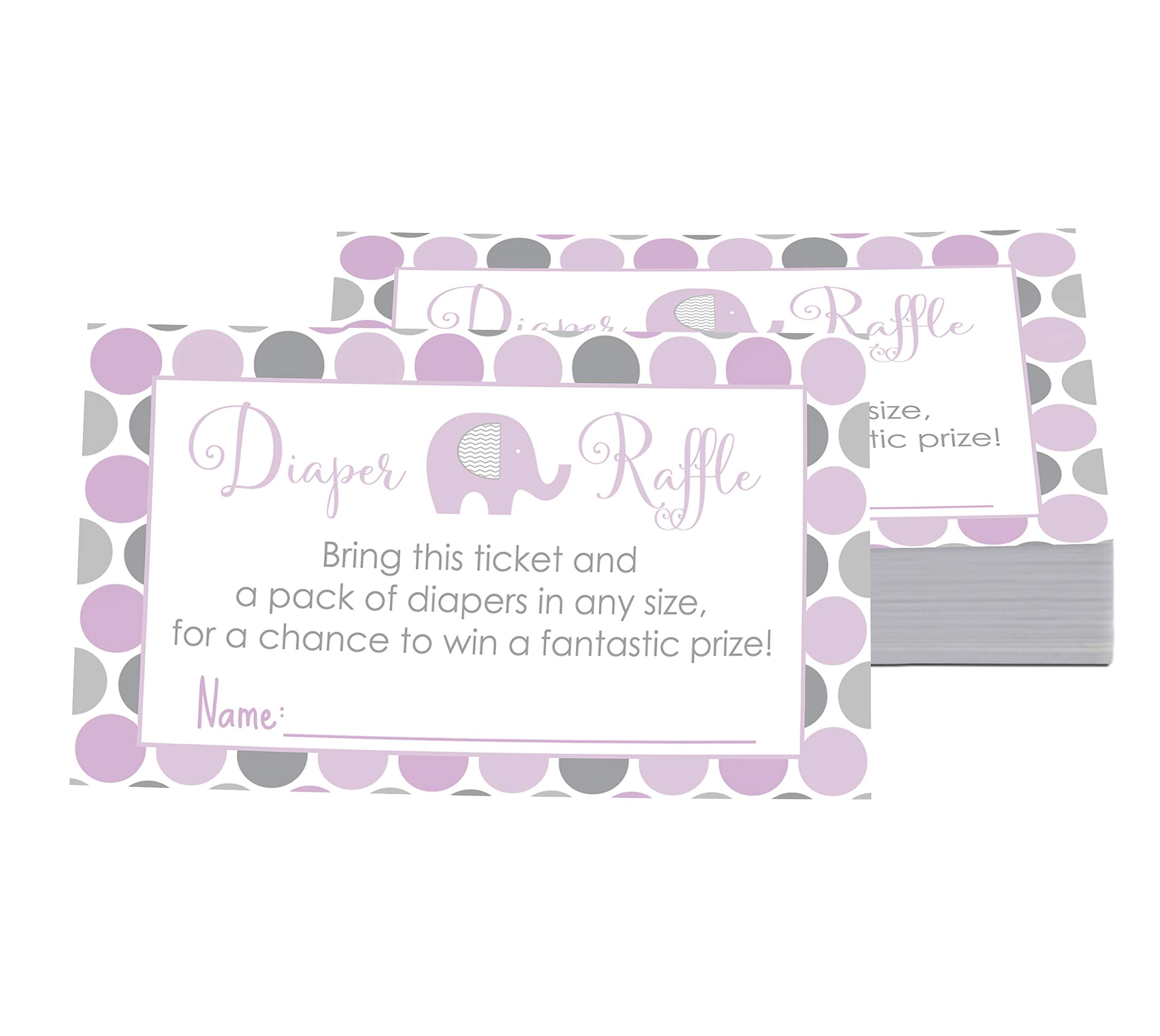 Purple Elephant Diaper Raffle Tickets - 25 Pack - Fun Baby Shower Games ...