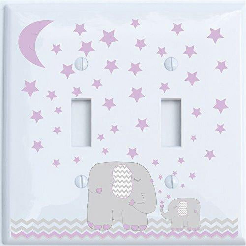 Purple Elephant Light Switch Plate and Outlet Covers with Purple Moon ...