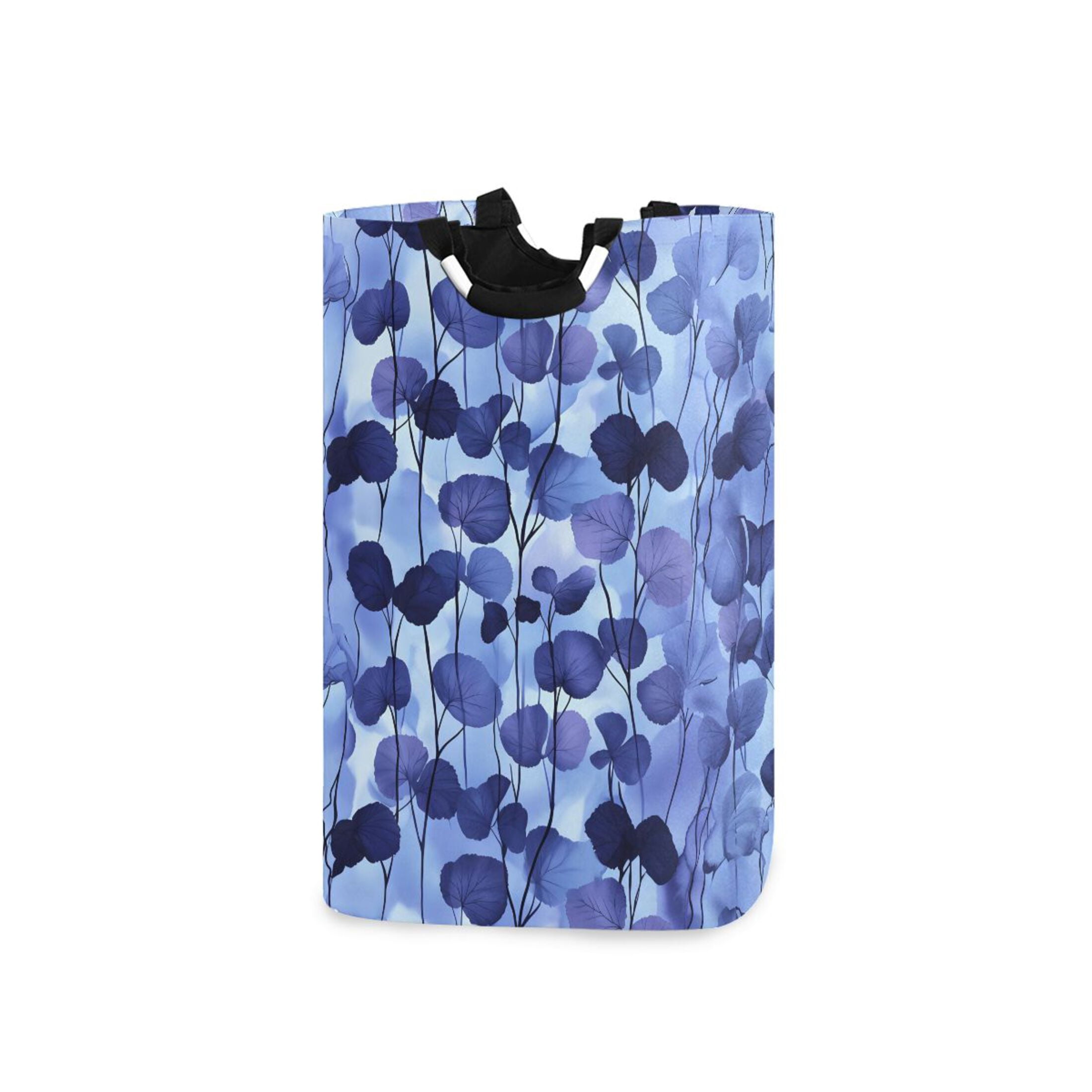Purple Eucalyptus Leaves Laundry Basket with Handles 50L Collapsible ...