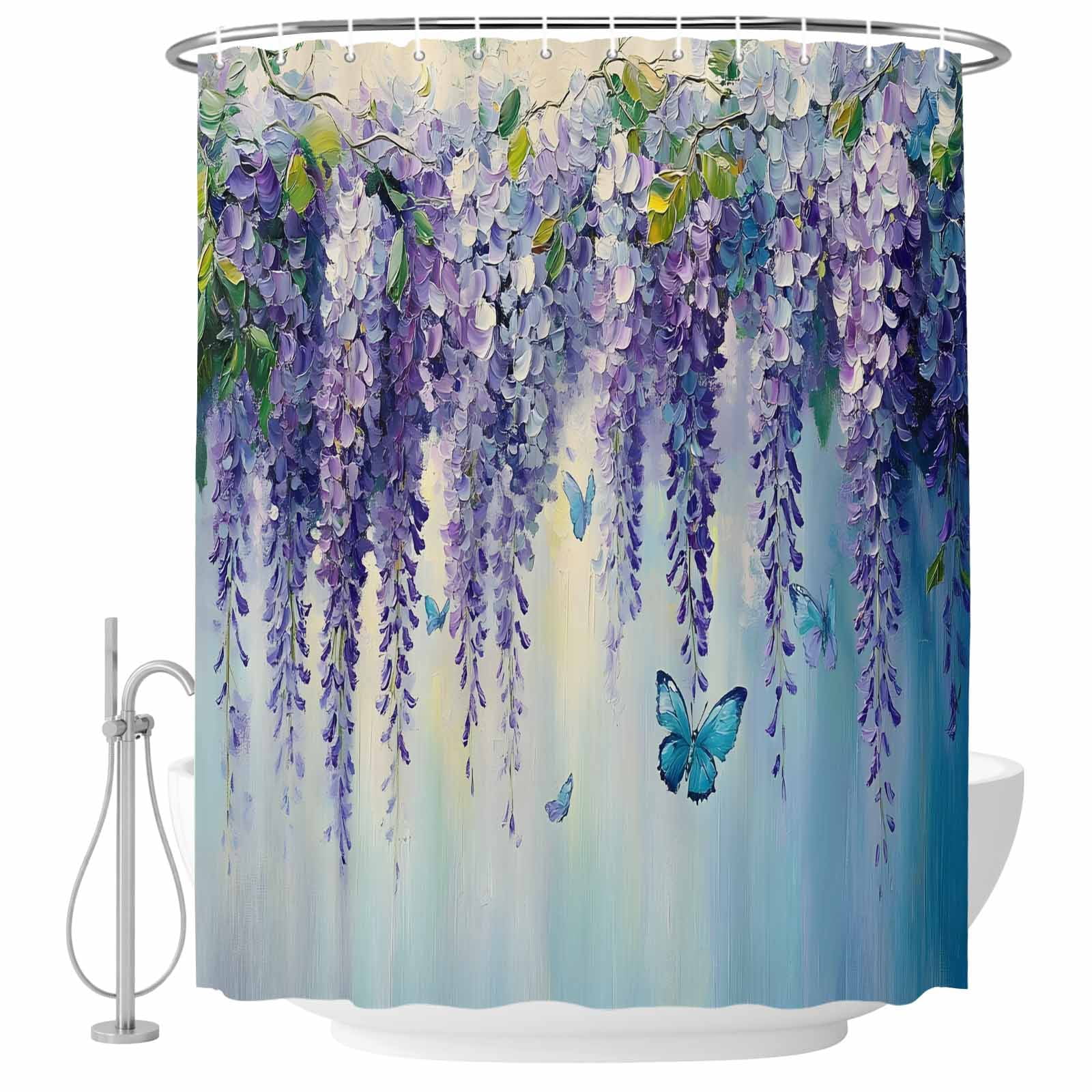 Purple Eucalyptus Shower Curtain Set - Extra Long 72" x 96" Washable ...