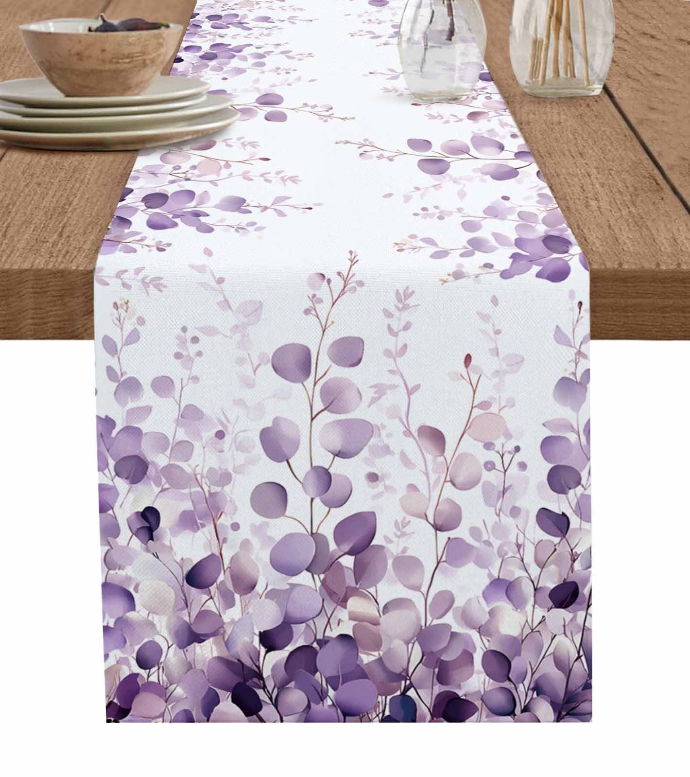 Purple Eucalyptus Table Runner 72 Inches, Spring Botanical Plant ...
