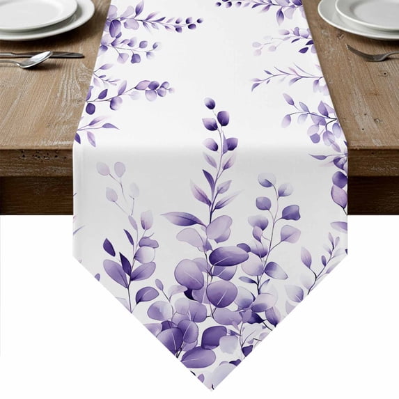 Purple Eucalyptus Table Runner Linen Burlap Table Runner 72 Inches Long ...