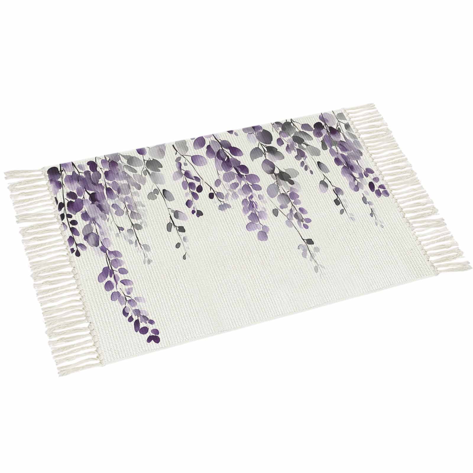 Purple Eucalyptus Washable Bath Rug - 2x3 Entry Rug Washable Indoor ...