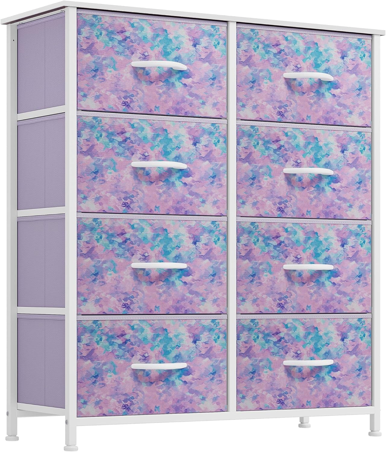 Purple Fabric Dresser Drawer, Tall Storage Dresser with 8 Drawers ...