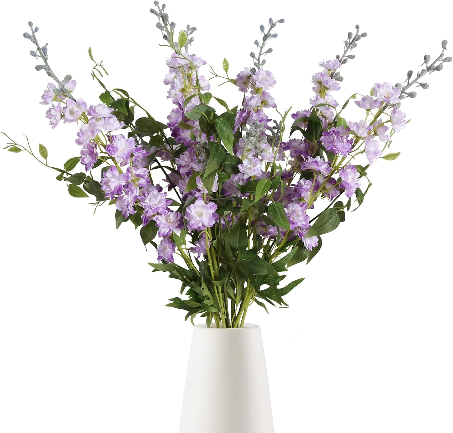 Purple Fake Flowers 9Delphinium Artificial Flowers with Clematis Greenery Stems 33.5" Bluebonnet ...