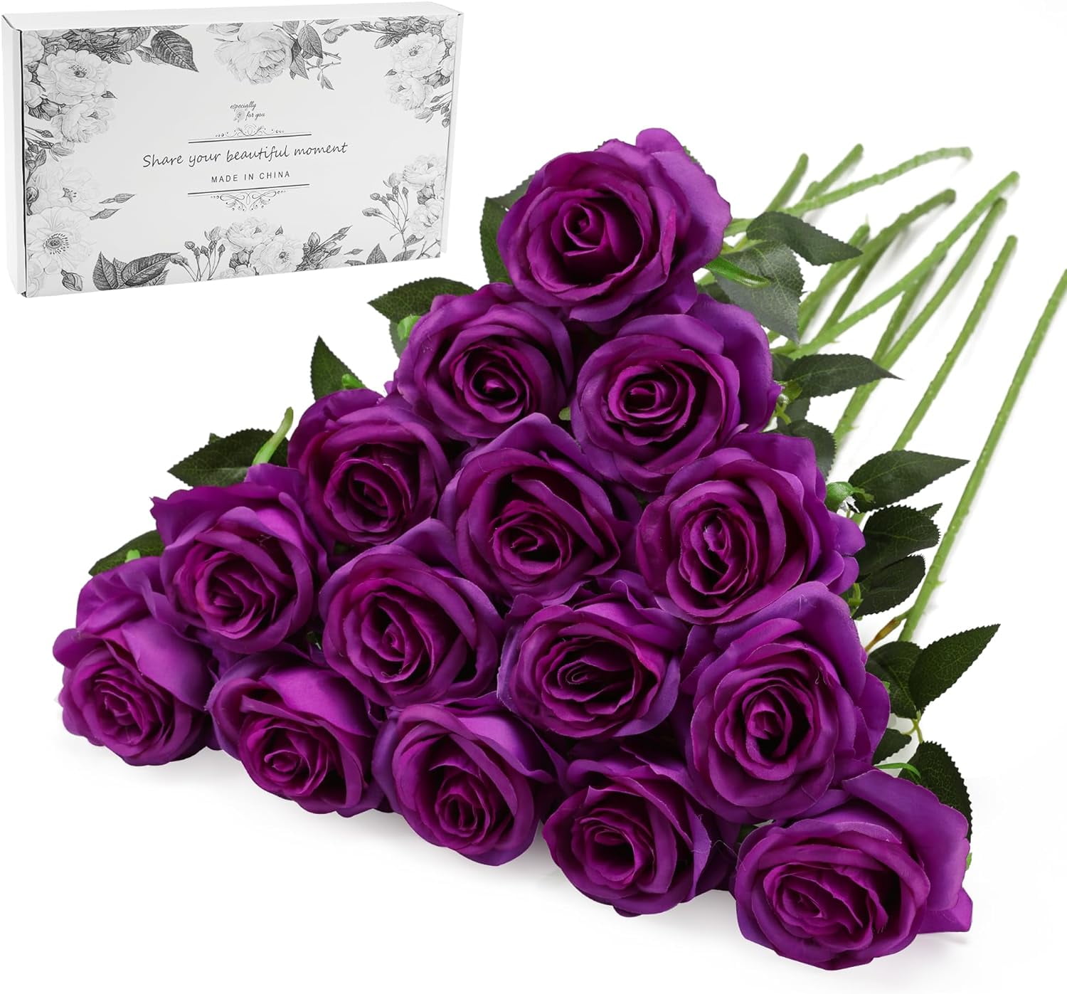 Purple Fake Roses Artificial Flowers - Fake Artificial Roses Silk ...