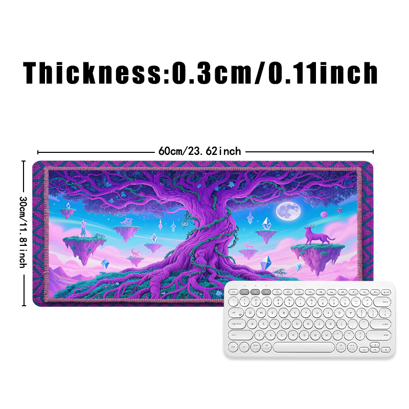 Purple Fantasy Tree Mouse Pad 31.5 x 11.82 Inches Rubber Desk Mat with ...