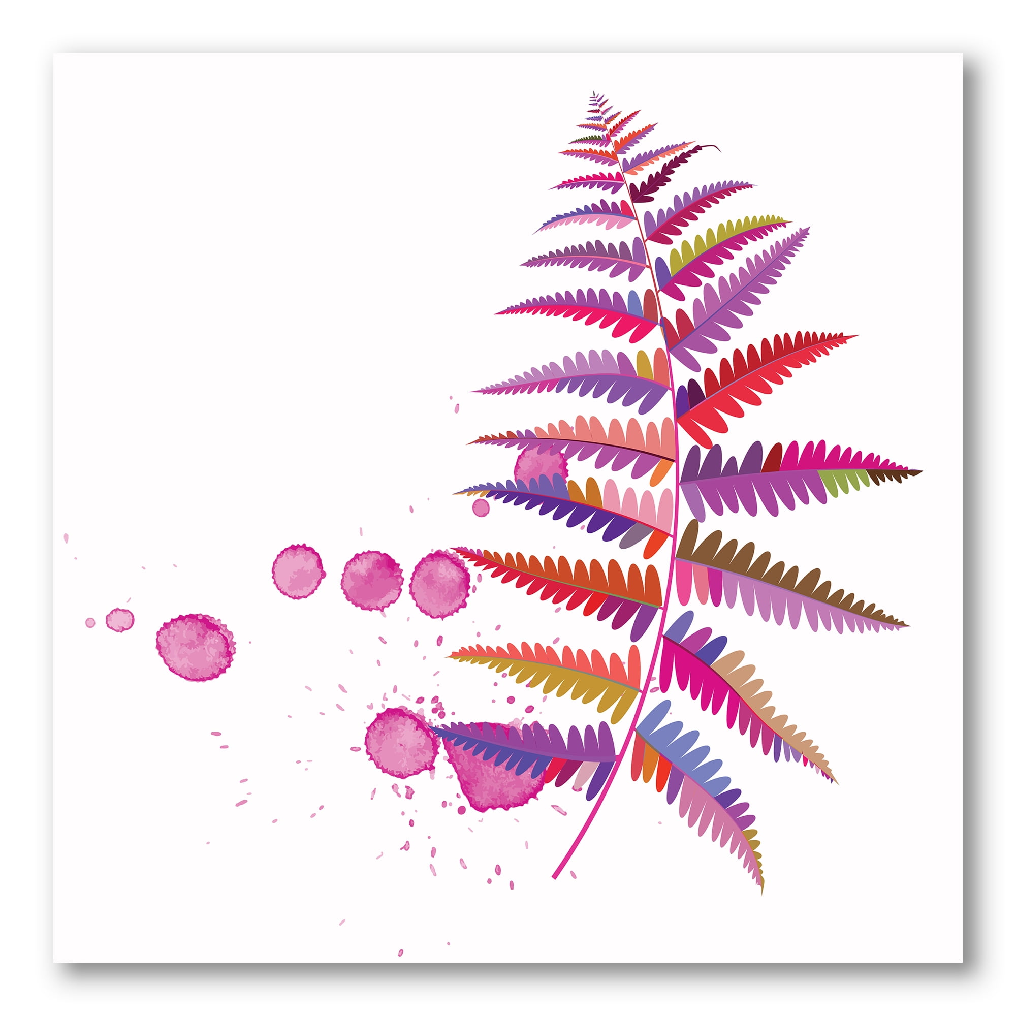 Purple Fern With Purple Splash 36 in x 36 in Painting Canvas Art Print ...