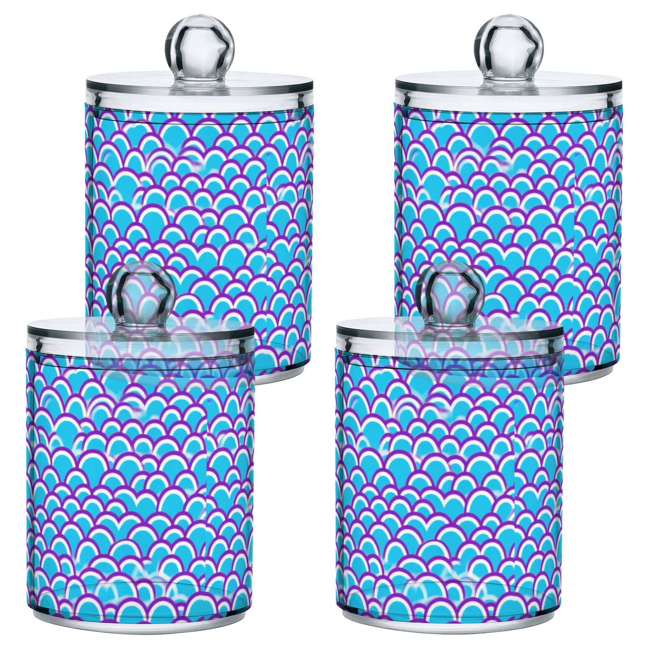 Purple Fish Scales Bathroom Canisters Set of 4 Translucent Plastic ...