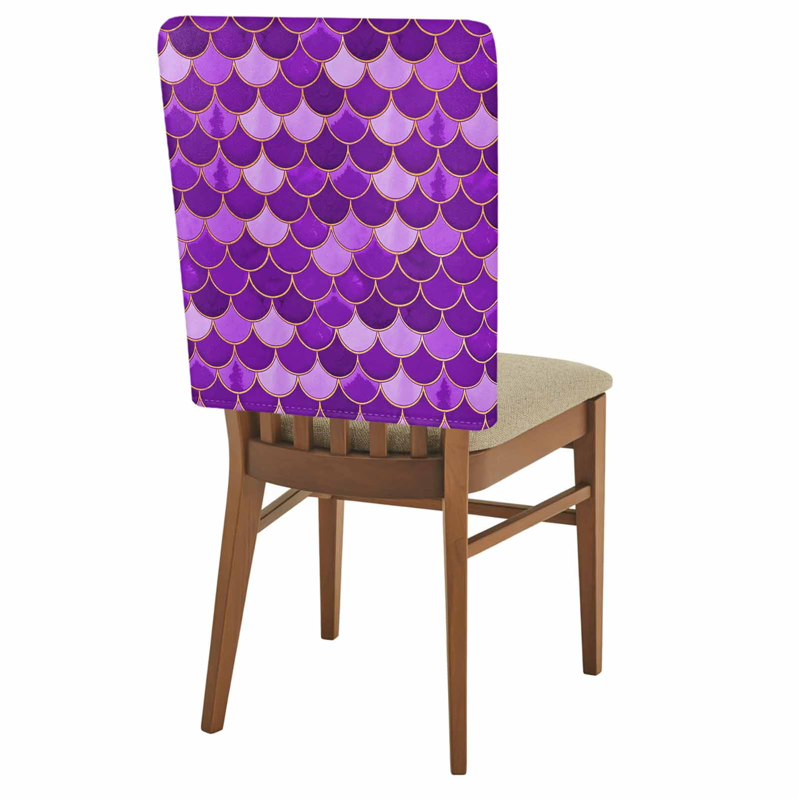 Purple Fish Scales Chair Back Covers Set of 6, Ombre Fish Tail Abstract ...