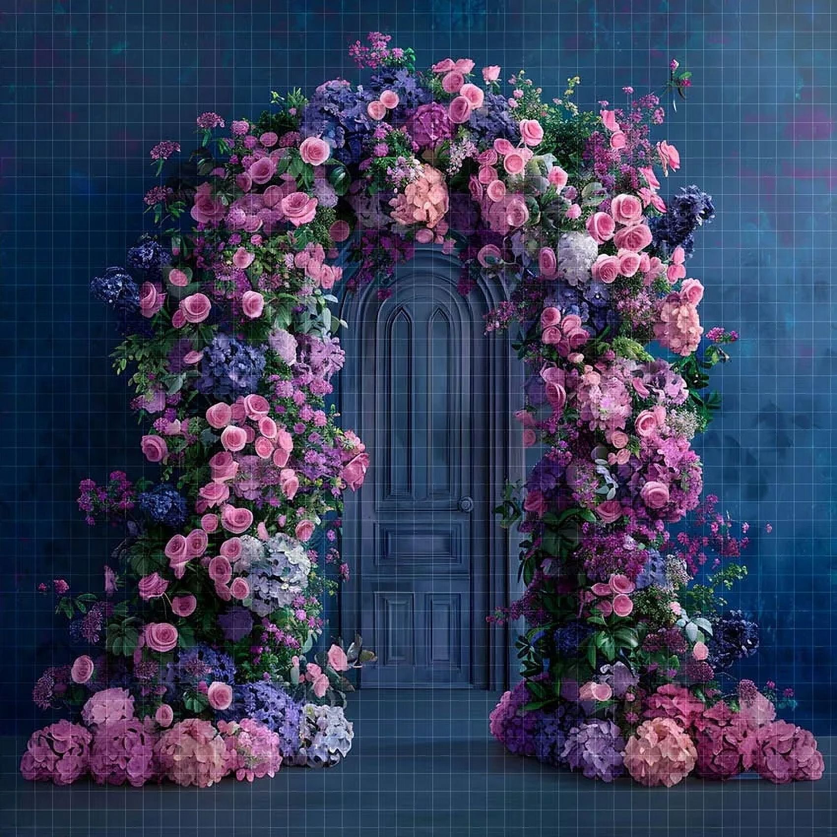 Purple Floral Arch Door Adult Birthday Wedding Maternity Art Portrait r ...