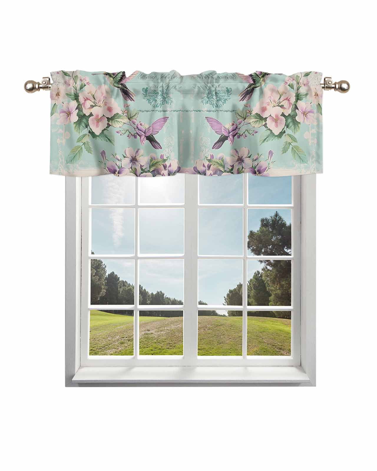 Purple Floral Blossom Curtain Valance for Windows/Living Room/Kitchen ...