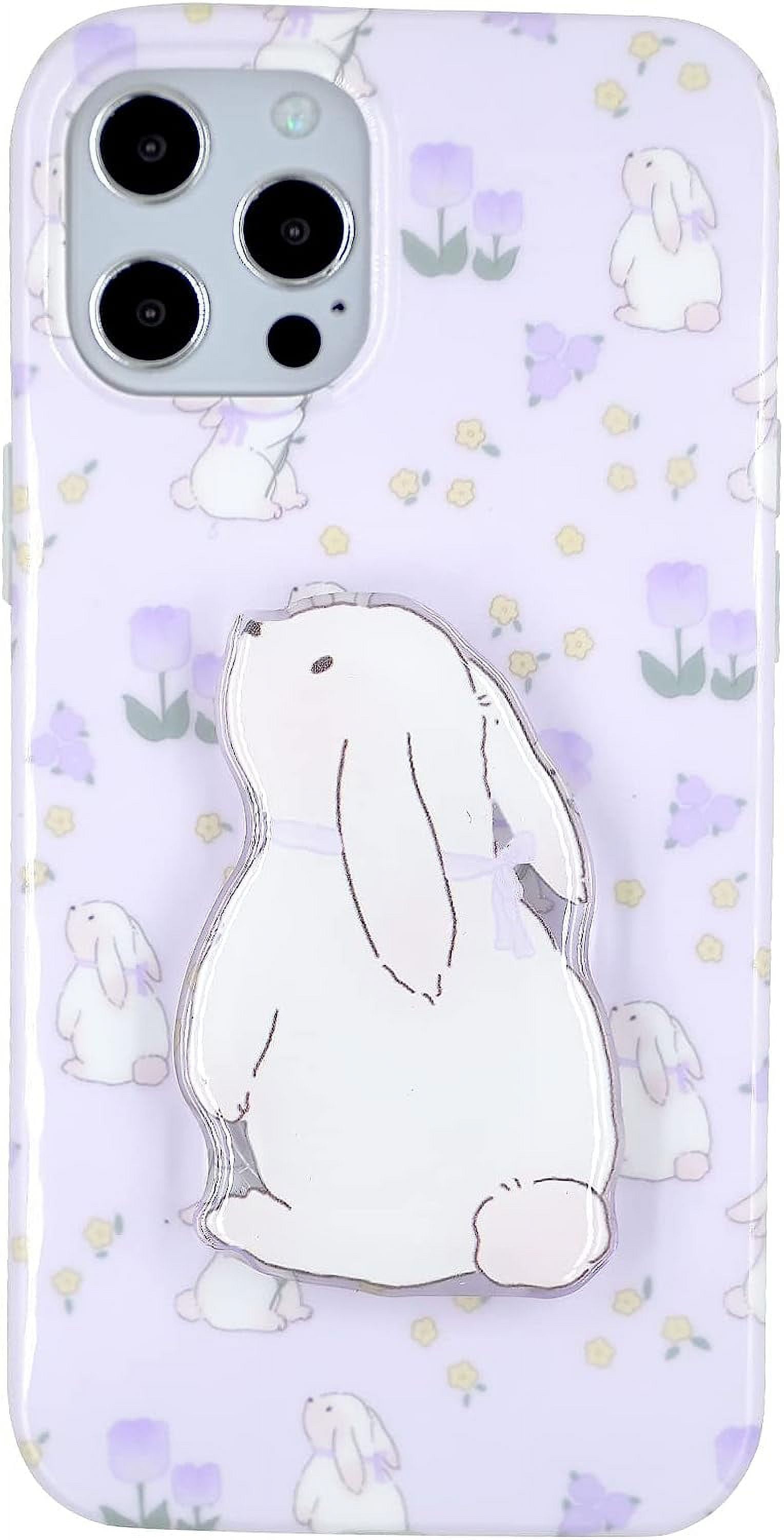 Purple Floral Bunny Phone Case for iPhone 12 Pro, Cute Korea 3D Rabbit ...