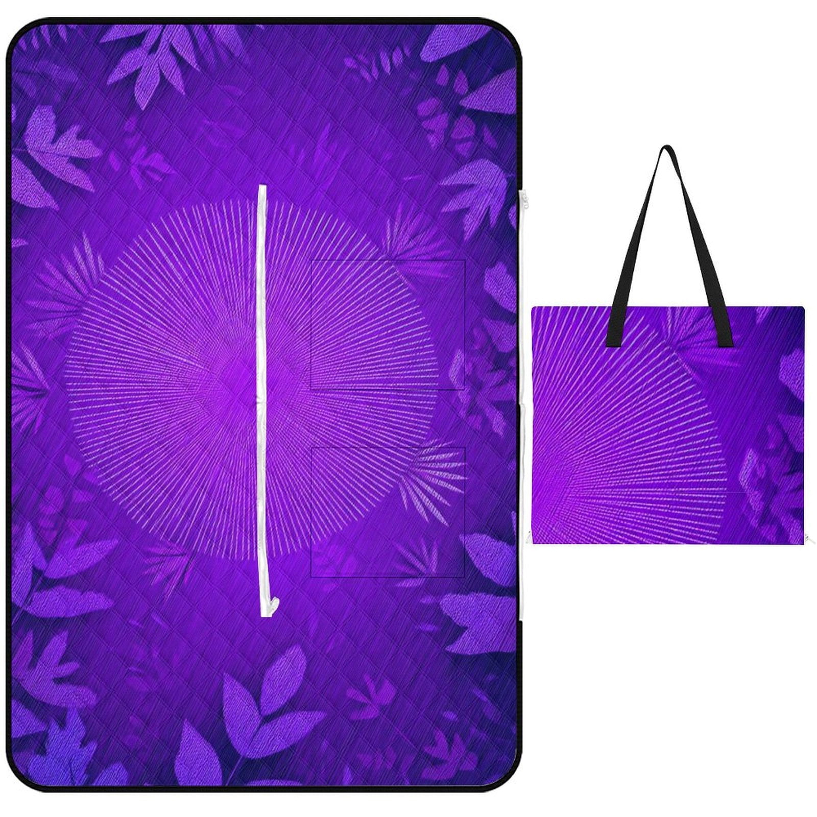 Purple Floral Burst Design Background Picnic Blanket Waterproof Outdoor ...
