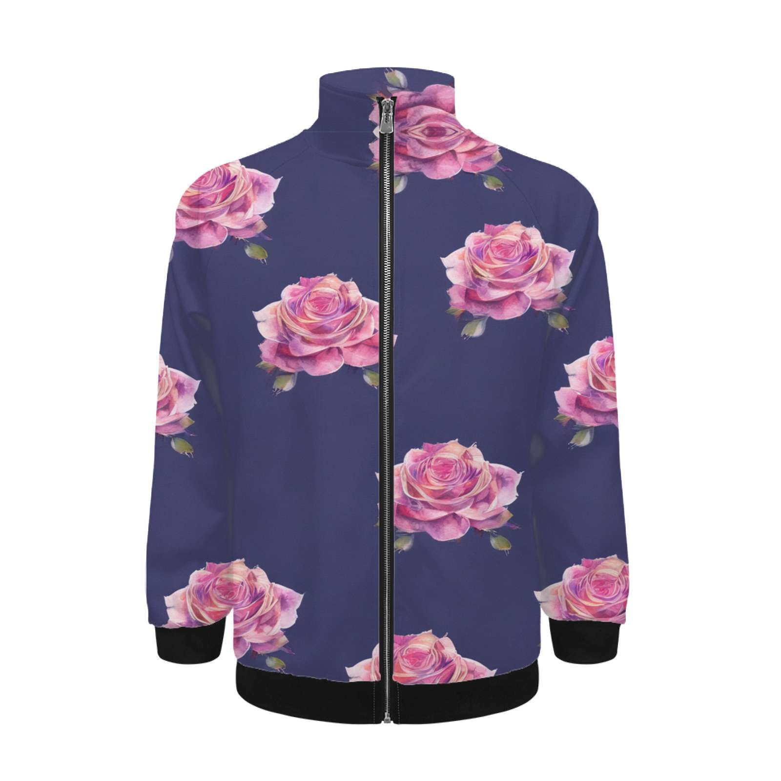 Purple Floral Diamond Pattern Jacket Men's Street Cool Long Sleeves ...