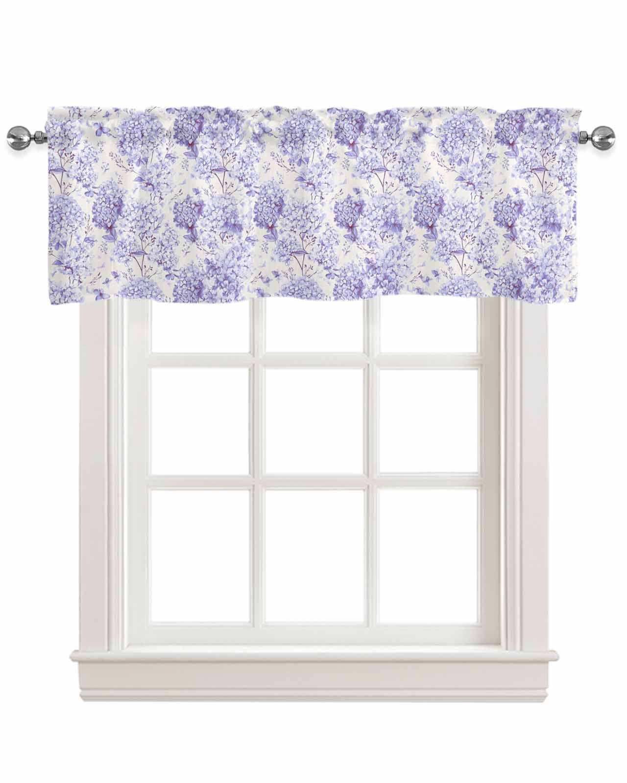 Purple Floral Kitchen Valances for Windows Farmhouse Linen Window ...