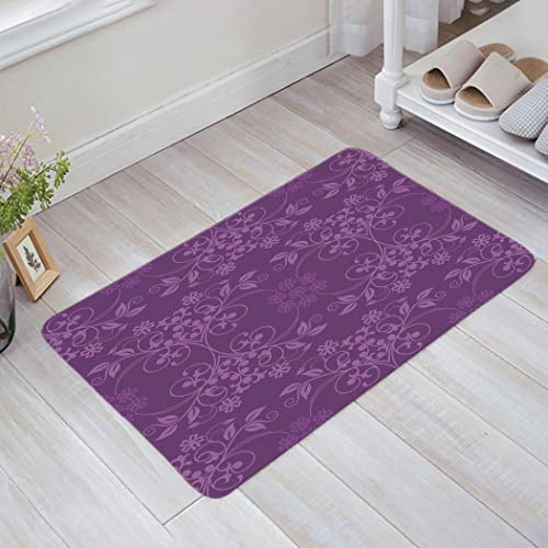 Purple Floral Lace Leaves Line Indoor Doormat Low Pile Welcome Mat - 30 ...