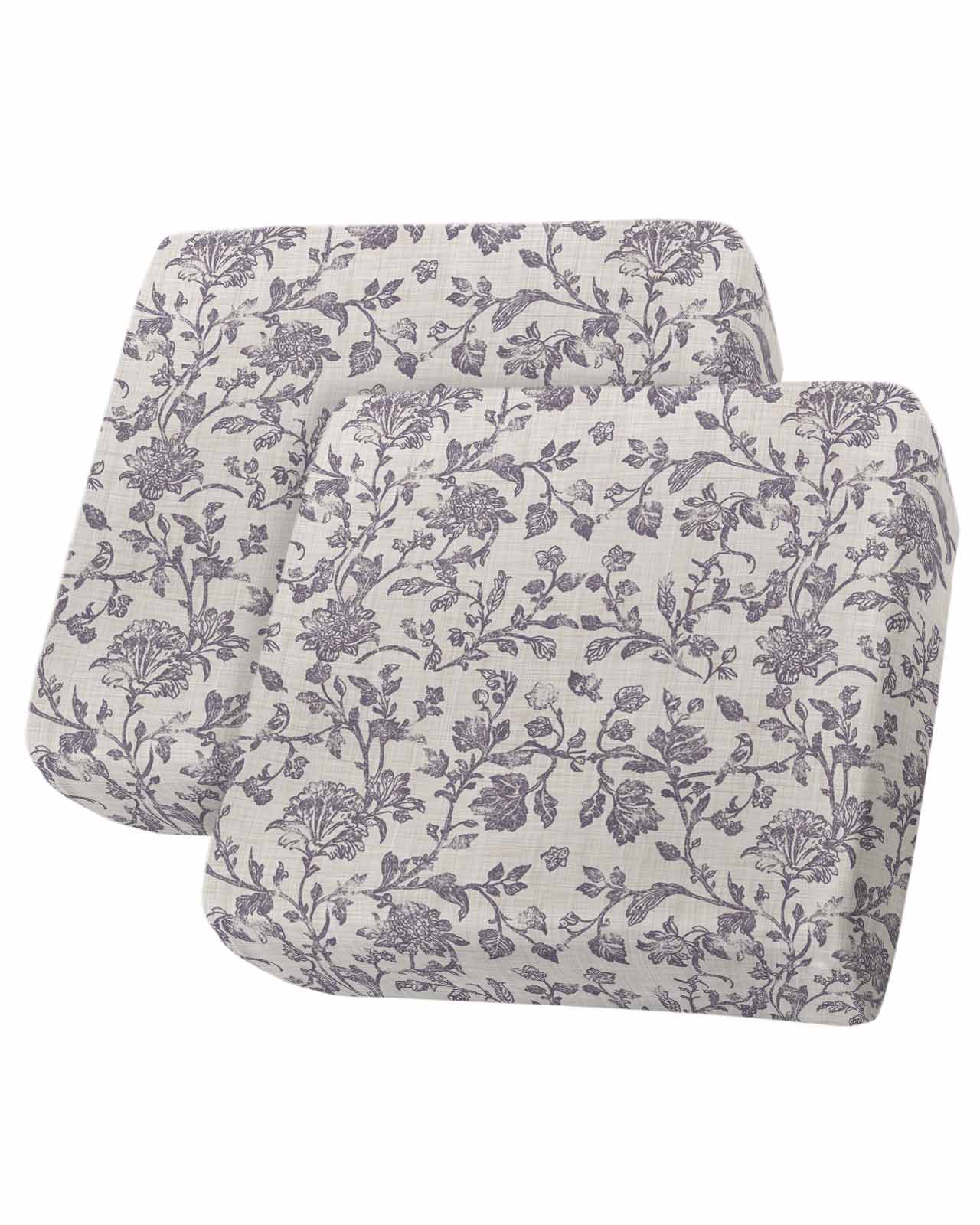 Purple Floral Leaf Sofa Couch Cushion Covers Washable, Removable ...