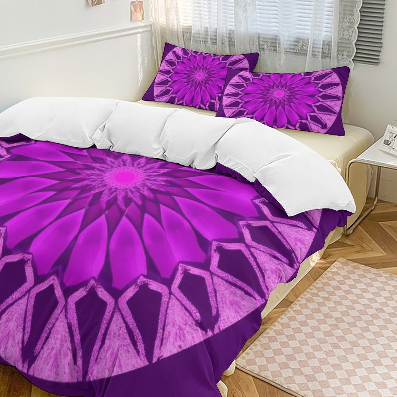 Purple Floral Mandala Art 3D Duvet Cover Set Quilt Cover Theme of Kid ...