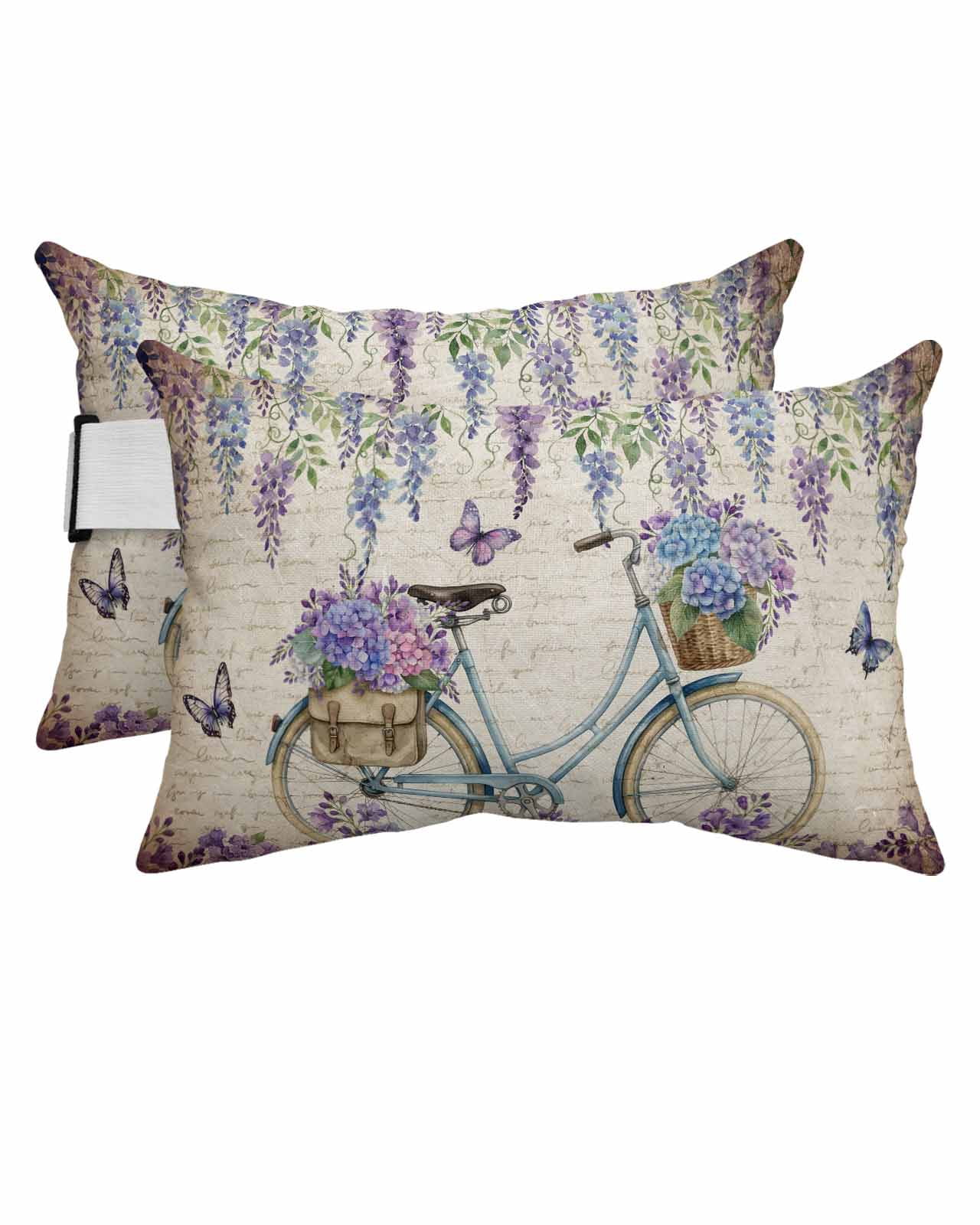 Purple Floral Outdoor Head Resting Pillows with Insert Spring Flowers ...