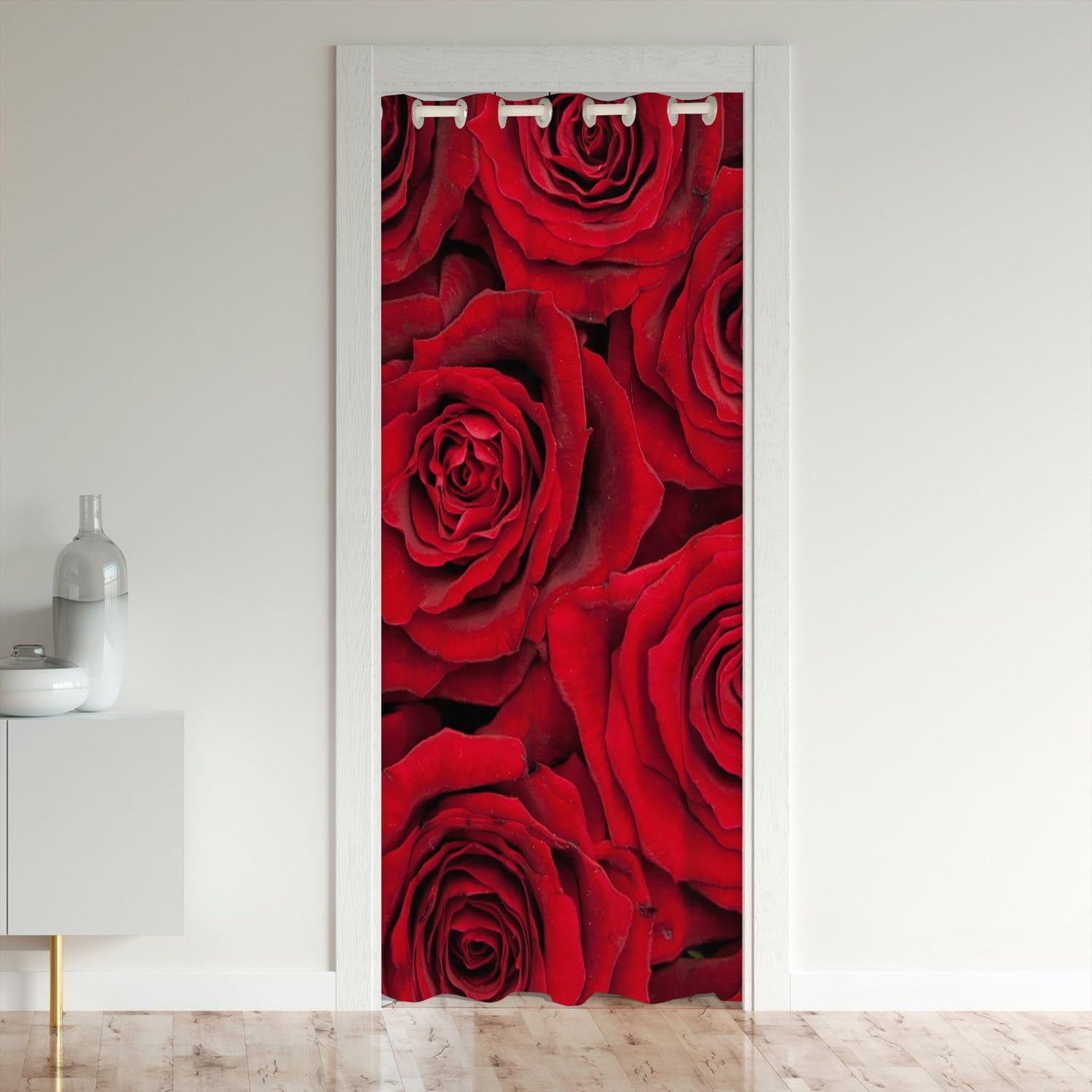 Purple Floral Rose Door Curtains Polyester Privacy Closet Curtain for ...