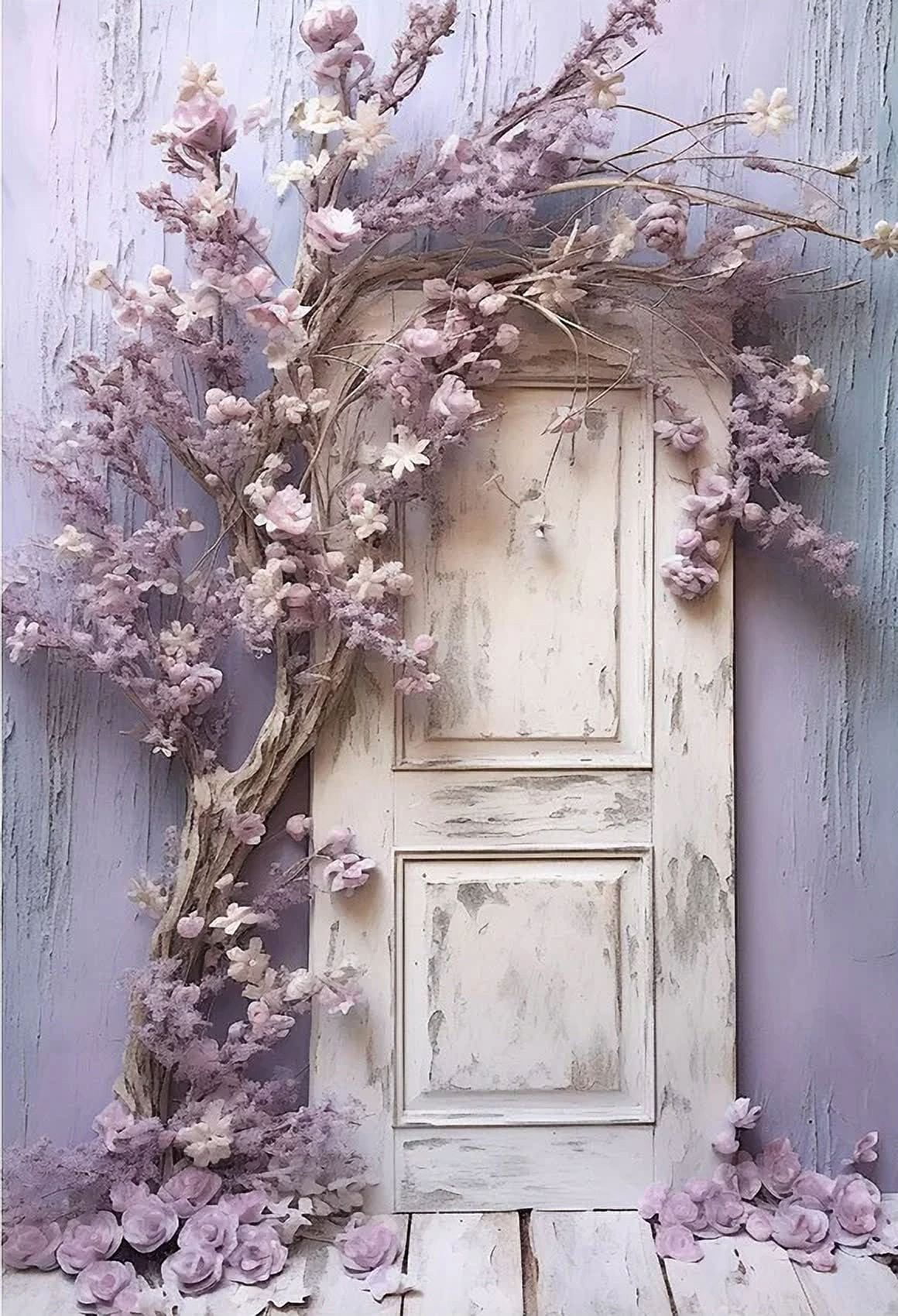 Purple Floral Rustic Door Adult Birthday Wedding Maternity Portrait r ...
