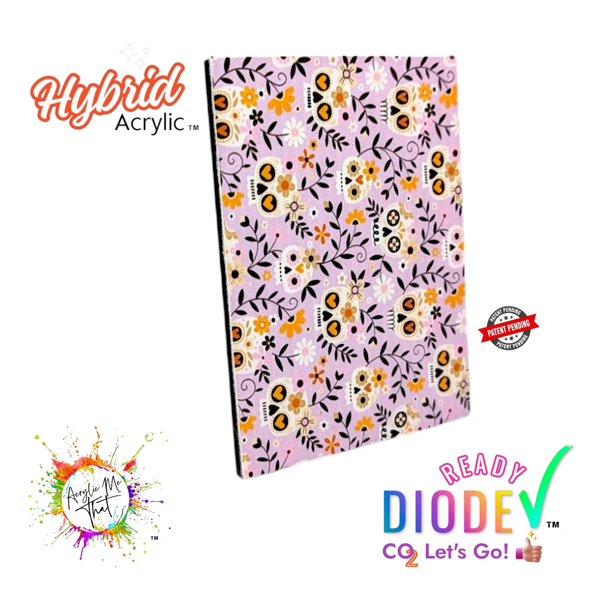 Purple Floral Skull Pattern Hybrid Acrylic | CO2 and Diode Laser ...