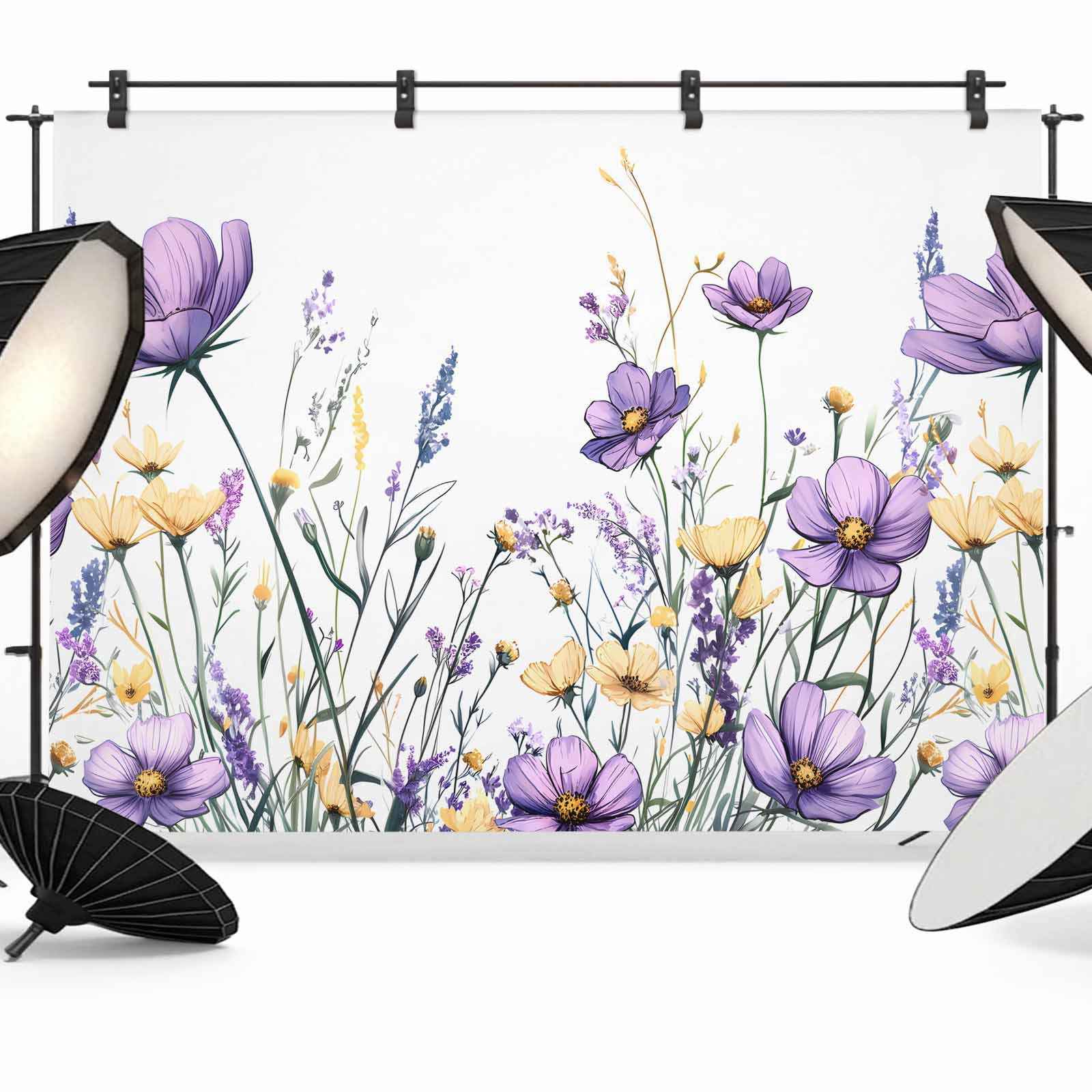 Purple Floral Spring Backdrop for Photography,Fabric Photo Background ...
