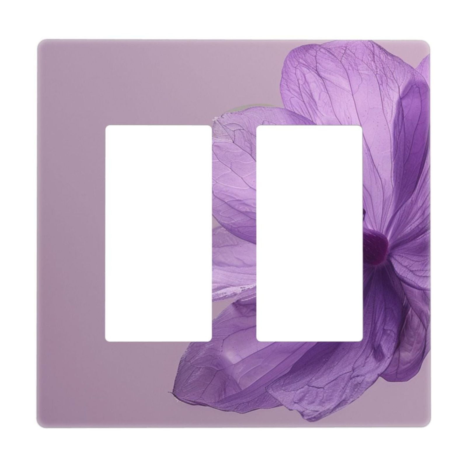 Purple Floral Switch Cover Decorative Wall Plate / 2-Gang Screwless ...