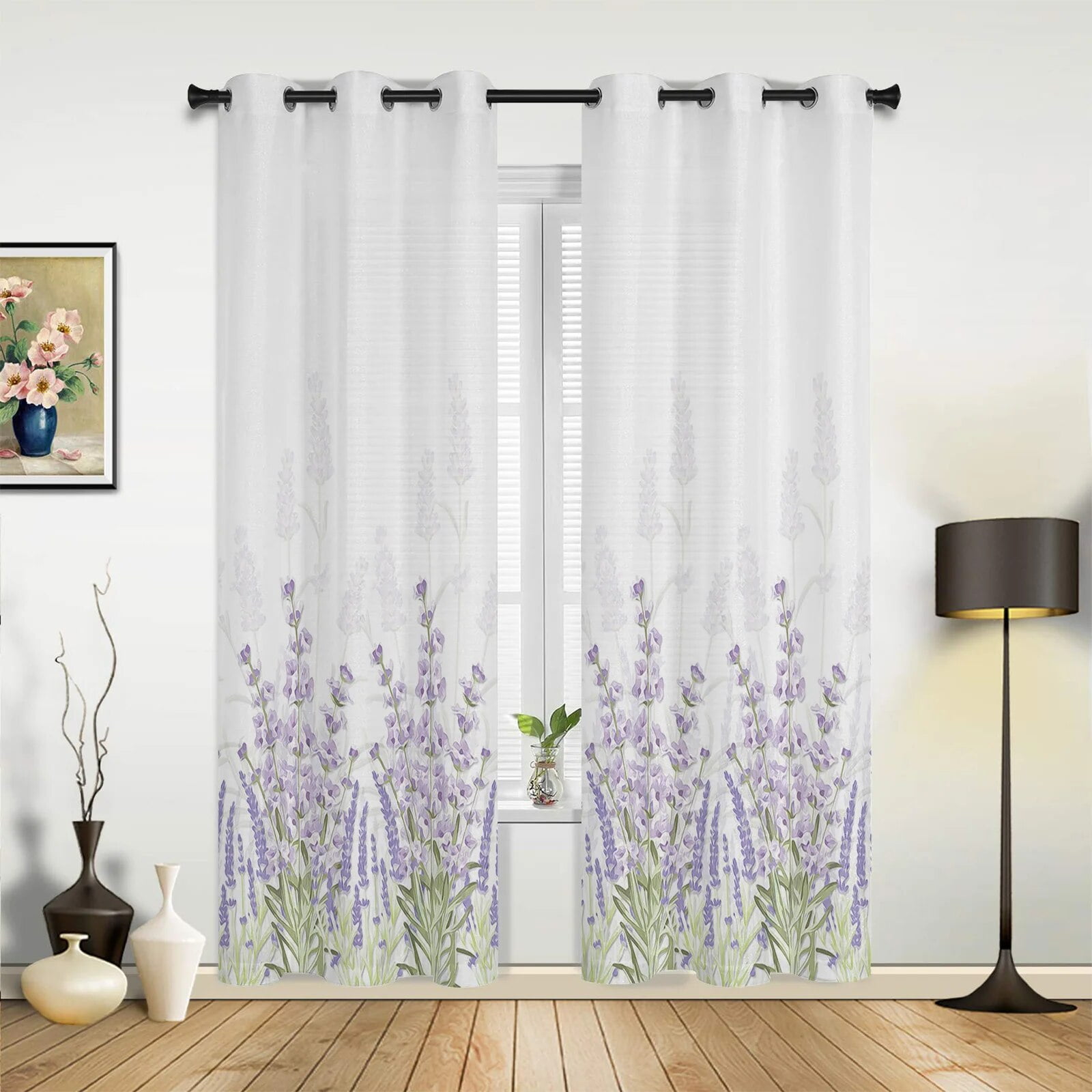 Purple Floral Vintage Lavender Luxury Window Curtains Printed Curtains ...
