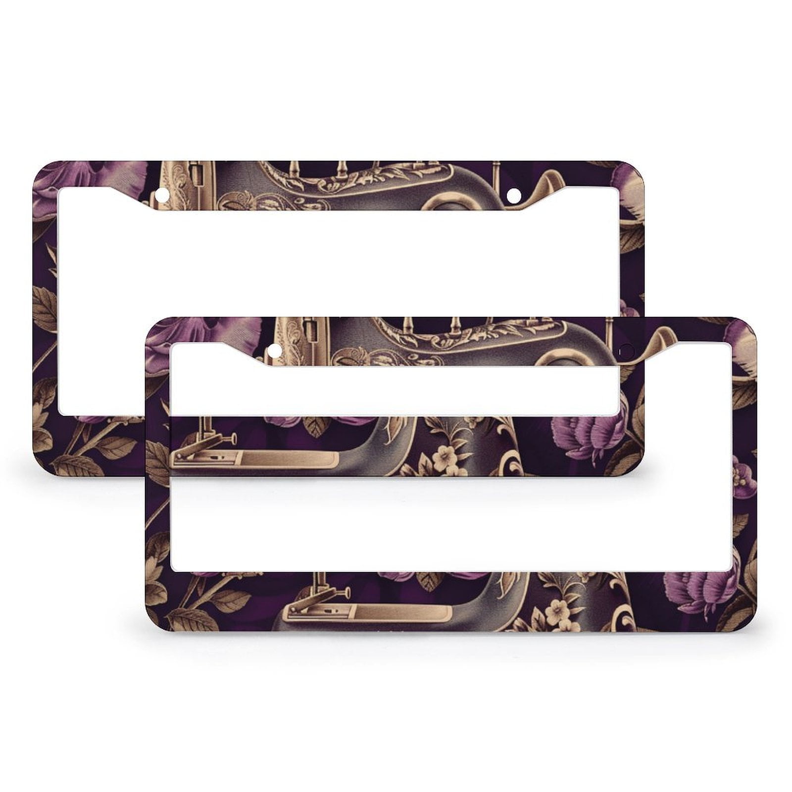 Purple Floral Vintage Sewing Machine License Plate Frame 2 Pieces ...