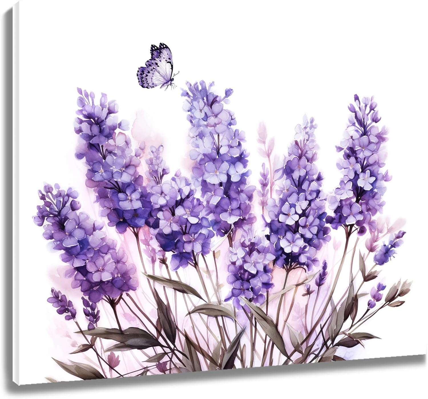 Purple Floral Wall Art for Living Room,Farmhouse Lavender and Butterfly ...