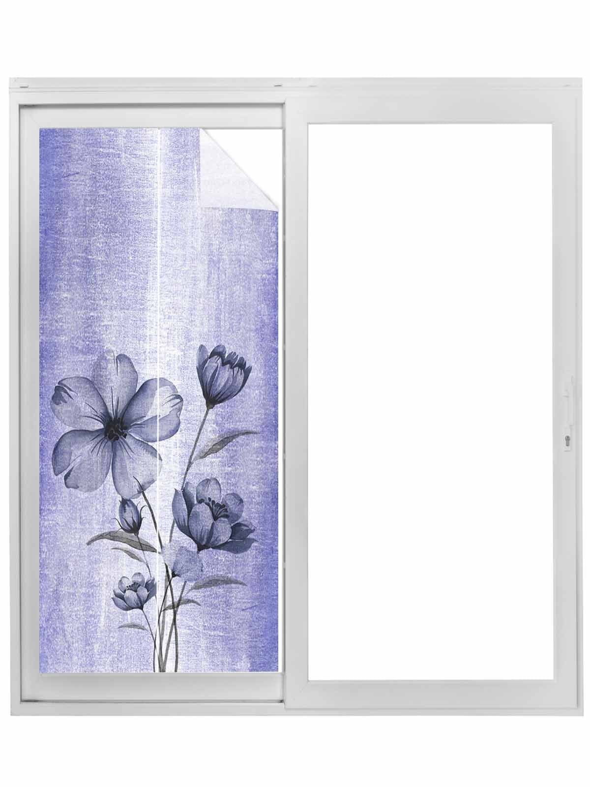 Purple Floral Window Privacy Film Stained Glass Window Film Decorative ...