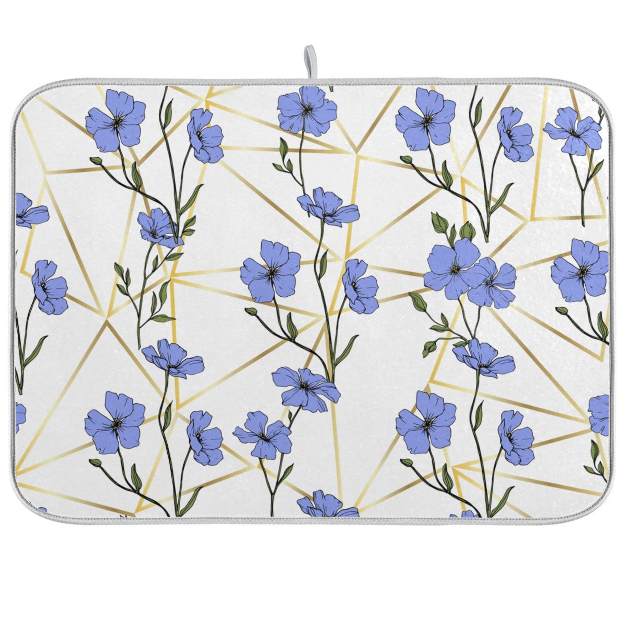 Purple Floral and Geometric Stripes Dish Drying Mat Microfiber Kitchen ...