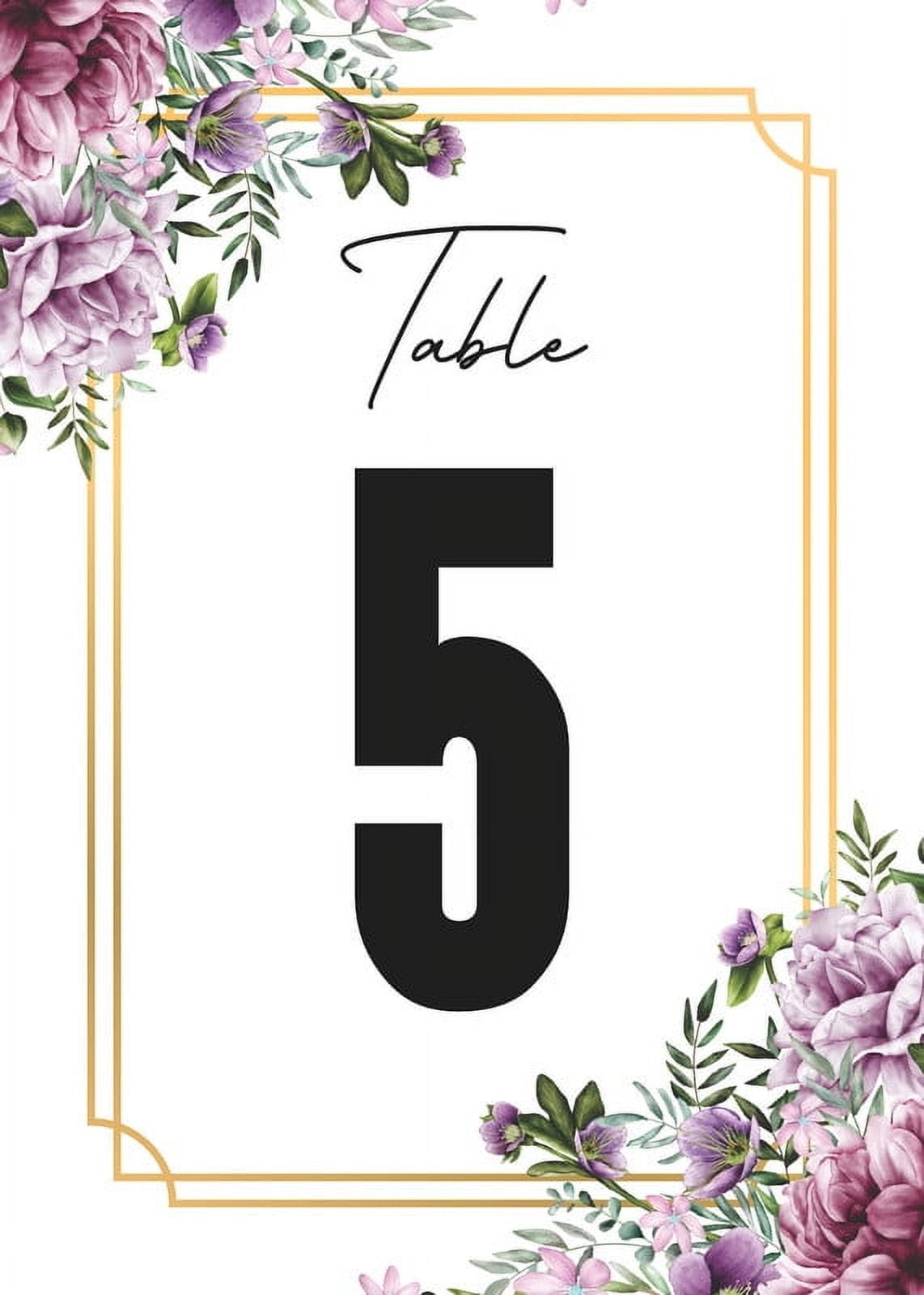 Purple Flower 51 Pieces Wedding Table Numbers Cardss 1-50 Double Sided ...