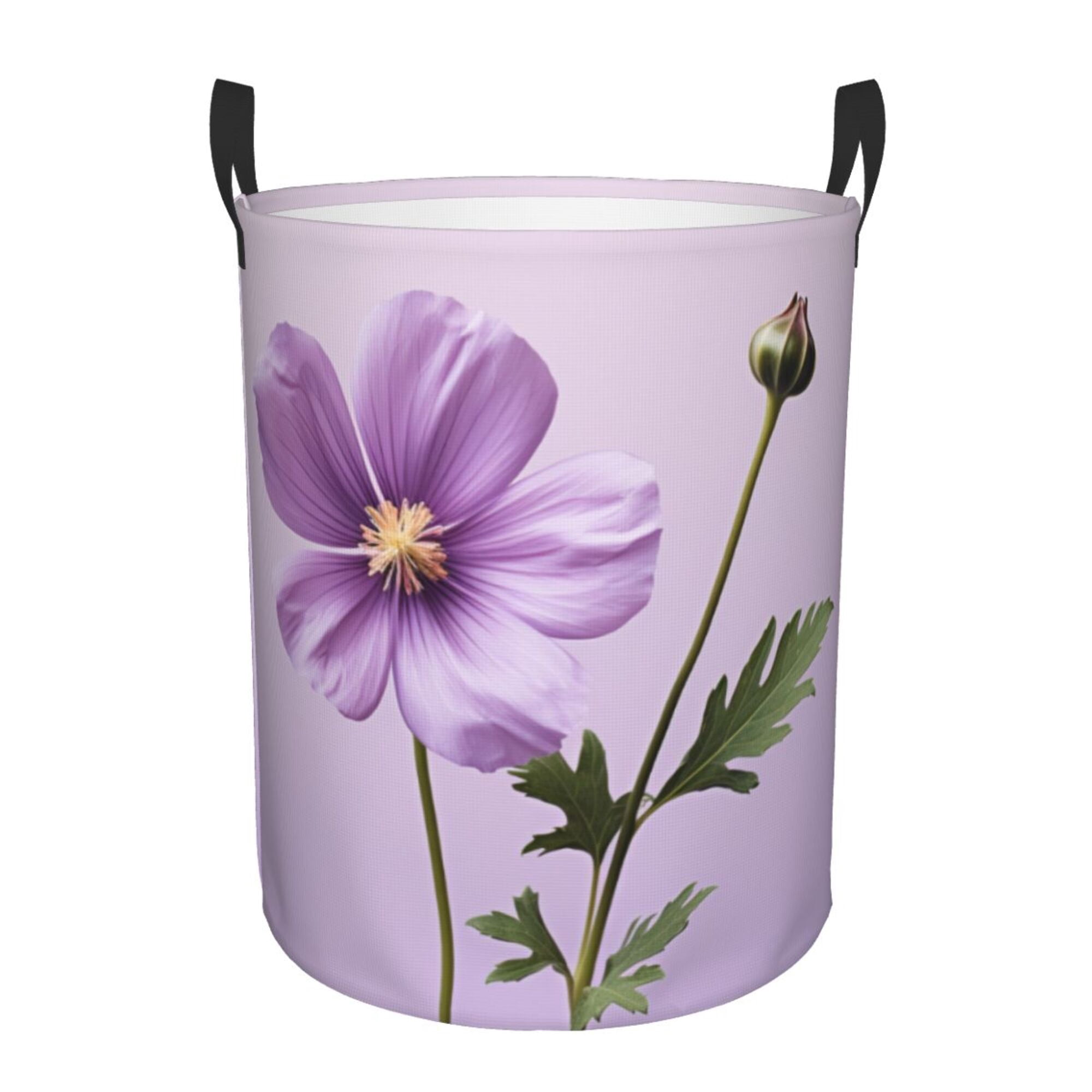 Purple Flower Floral Laundry Hamper Medium Storage Basket/Toy Organizer ...