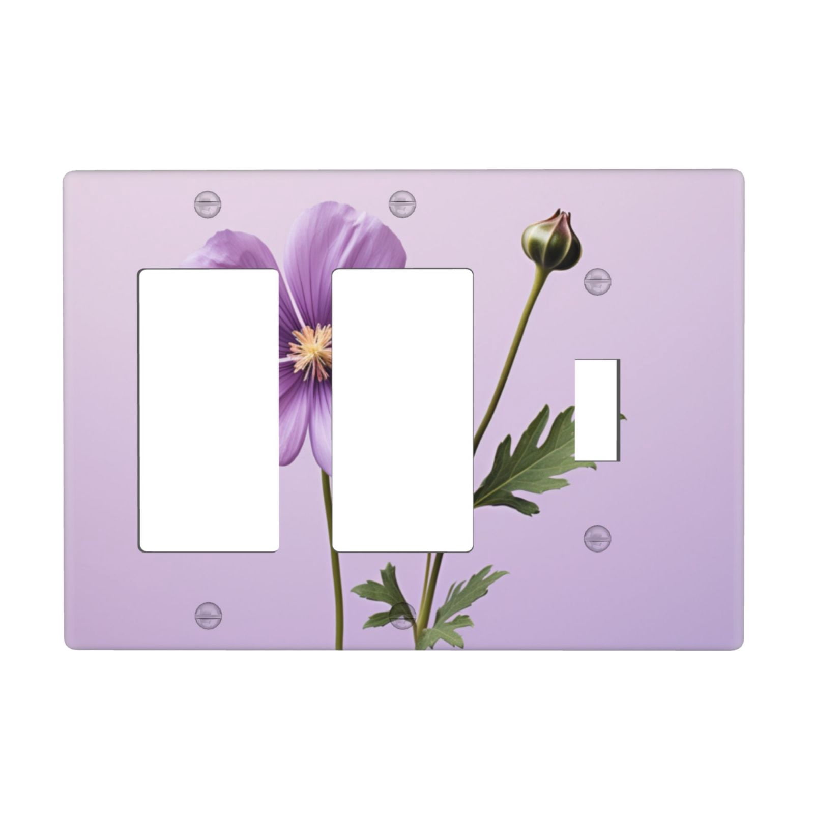 Purple Flower Floral Switch Cover Decorative Wall Plate 3-Gang 2-Decor ...