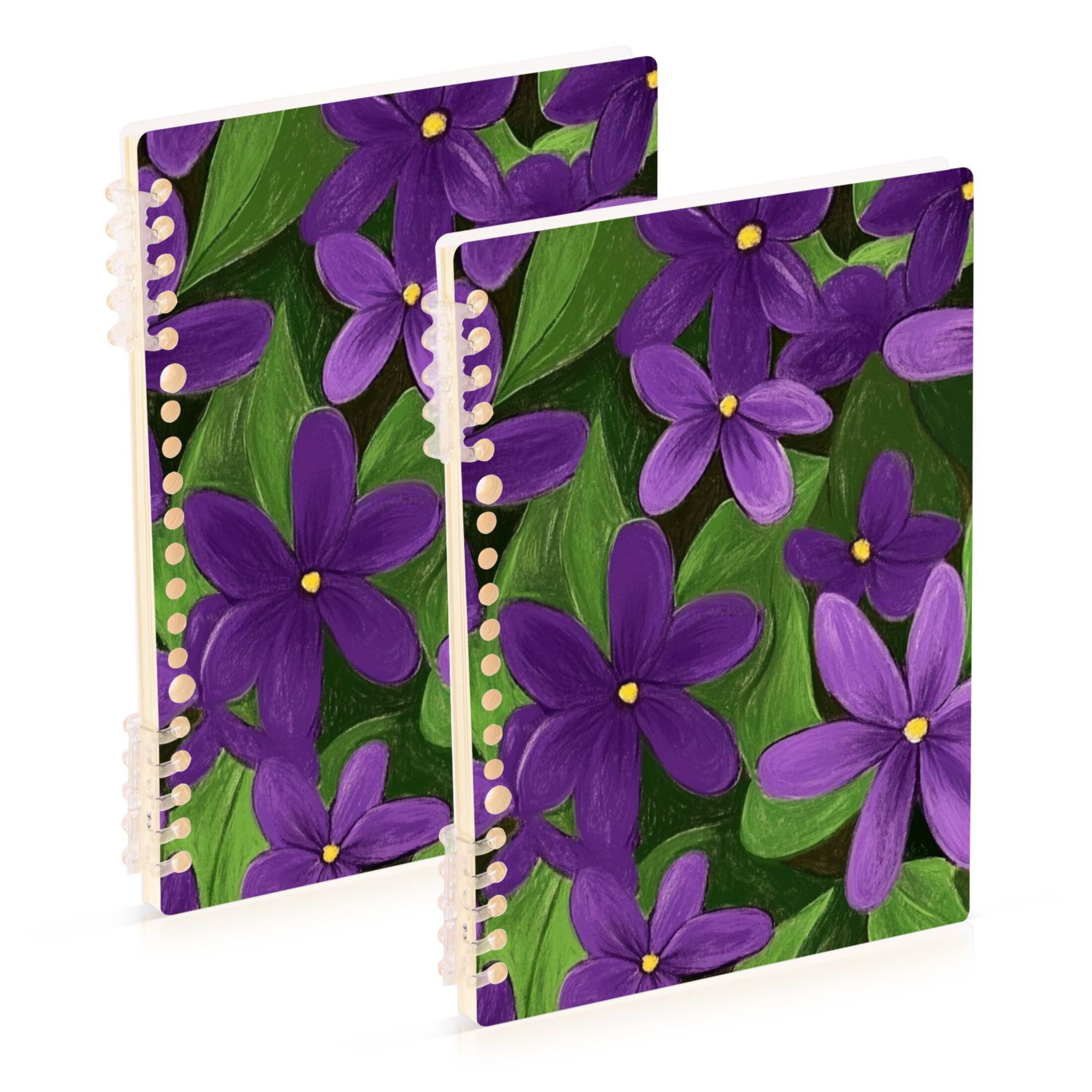 Purple Flower Gouache Painting Lined Spiral Journal Notebook 60 Pages ...