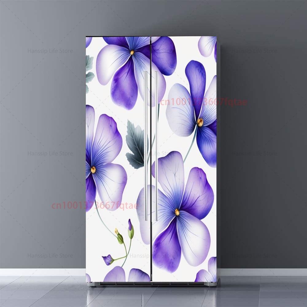 Purple Flower Lemon 3D Refrigerator Sticker Self-Adhesive Home ration ...