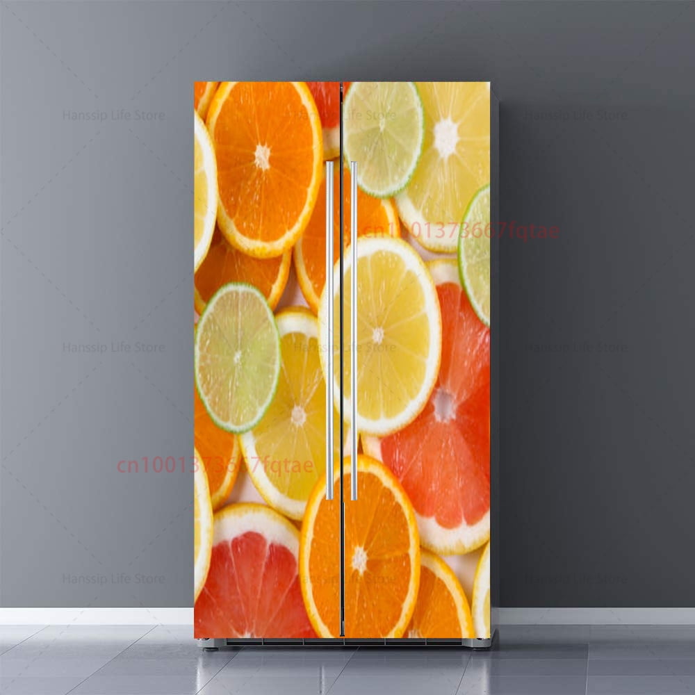 Purple Flower Lemon 3D Refrigerator Sticker Self-Adhesive Home ration ...