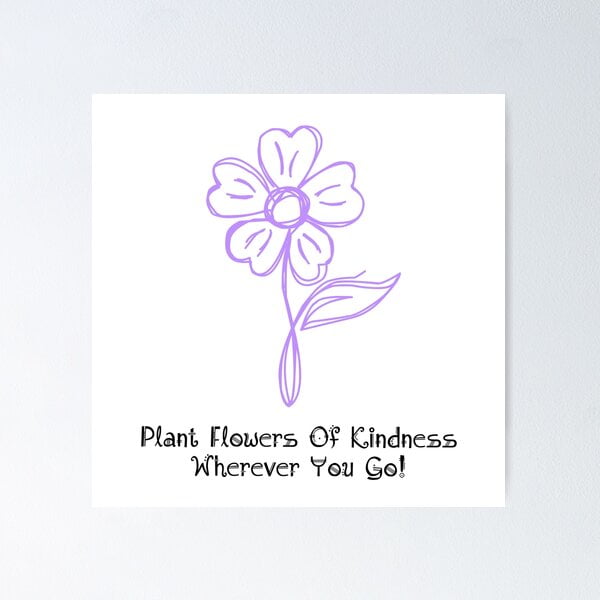 Purple Flower Line Art- Flowers Of Kindness Poster Wall Art, Modern ...