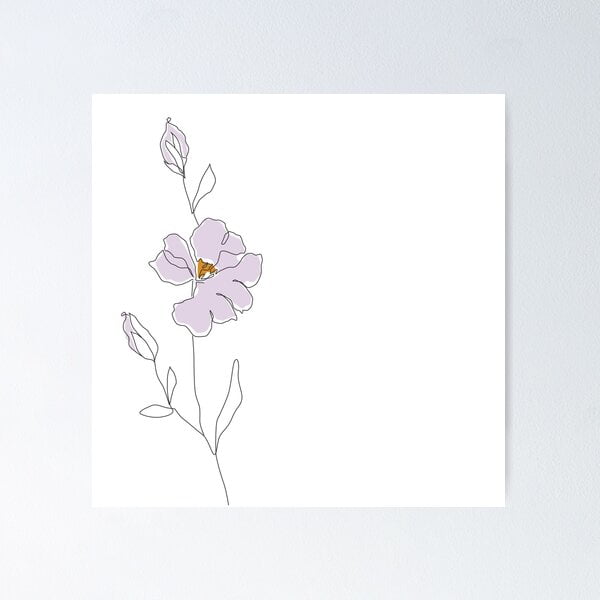 Purple Flower Line Art Poster Wall Art, Modern Wall Decor For Living ...
