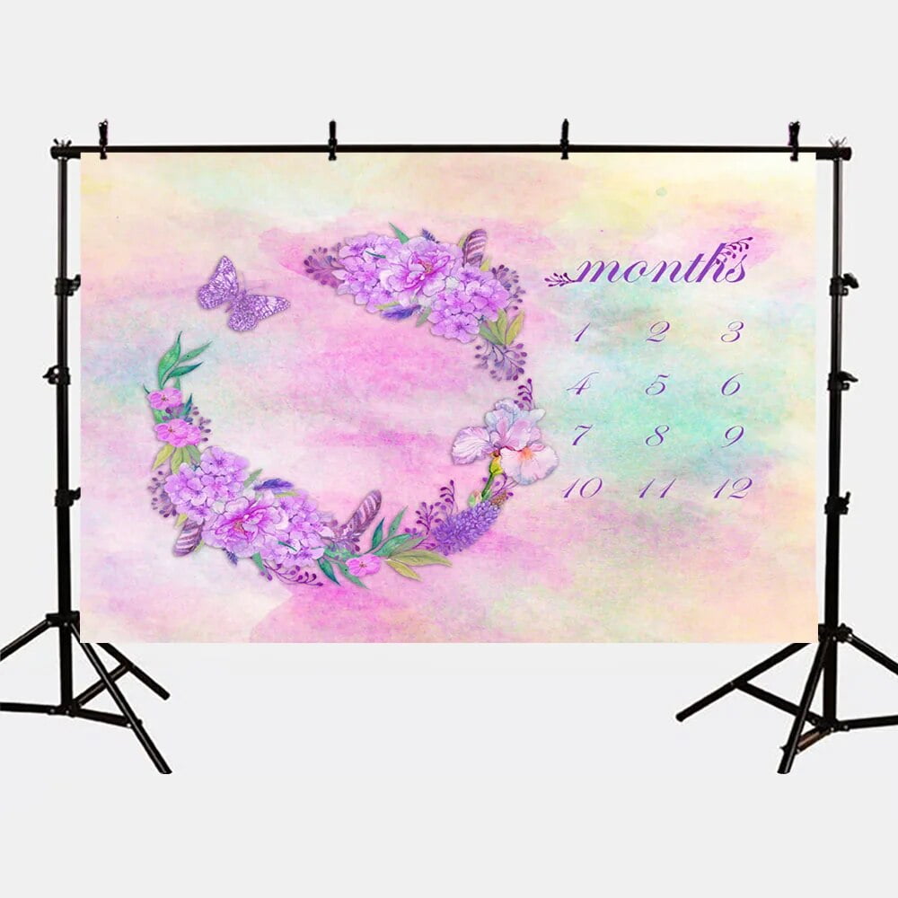 Purple Flower Photo Backdrop Photography Newborn Baby Shower Months ...