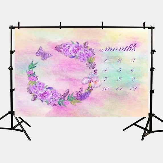 Purple Flower Photo Backdrop Photography Newborn Baby Shower Months ...