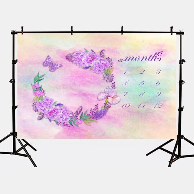 Purple Flower Photo Backdrop Photography Newborn Baby Shower Months ...