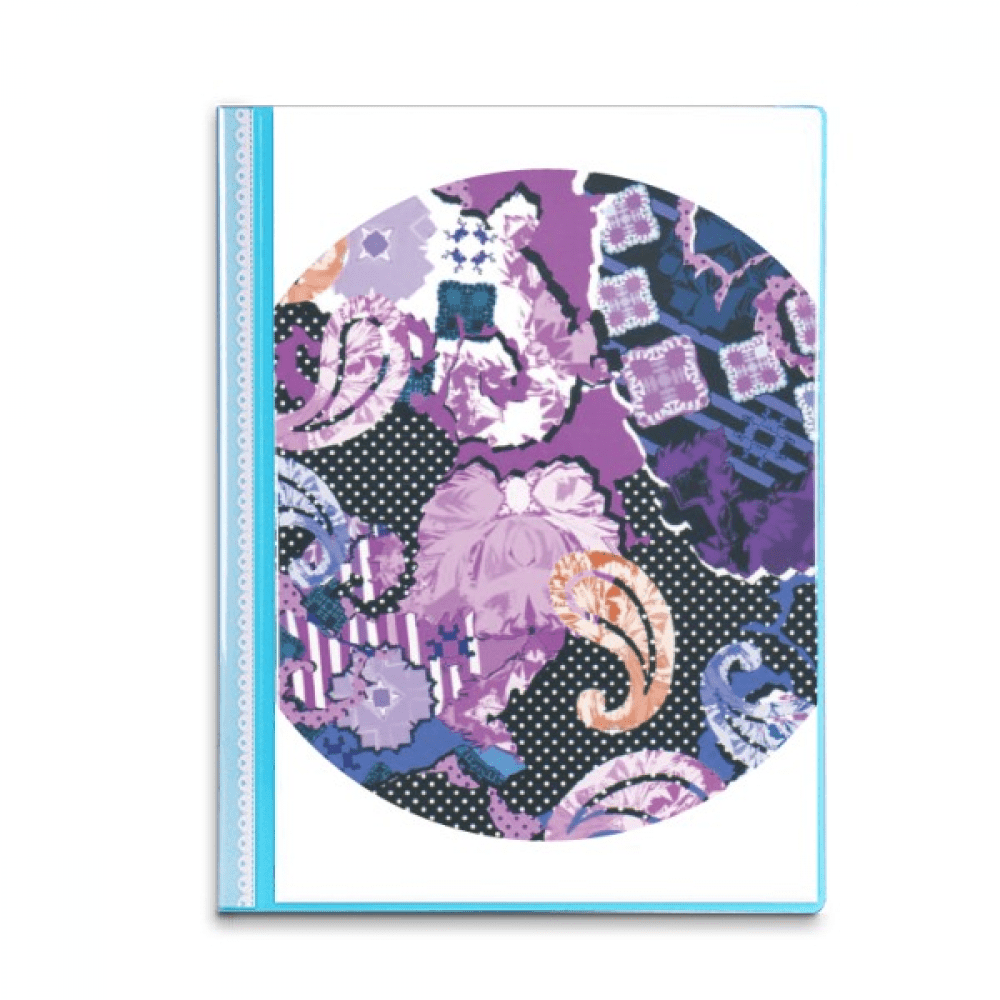 Purple Flower Point Line Pattern Book Sheet Protectors Portfolio Binder ...