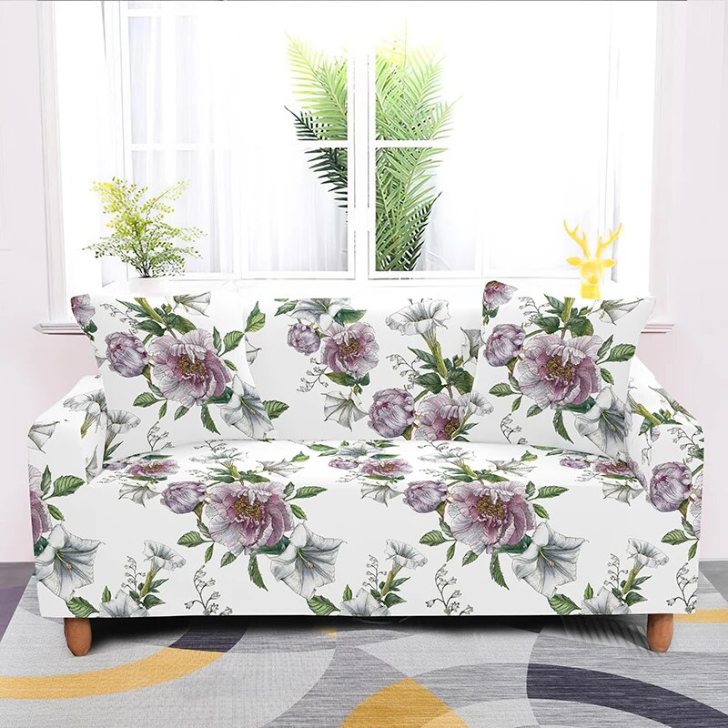 Purple Flower Sofa Cover Luxury Sectional Elastic Stretch Slipcovers ...